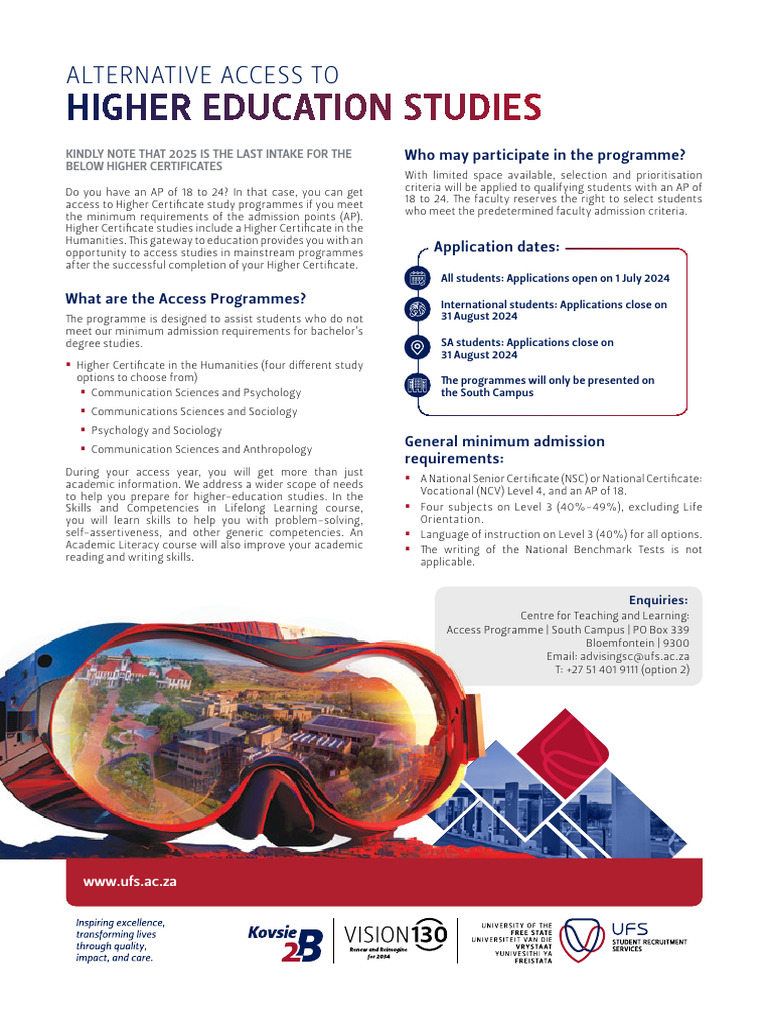 Ufs 2025 Higher Certificates A5 p2 | PDF | Educational Stages