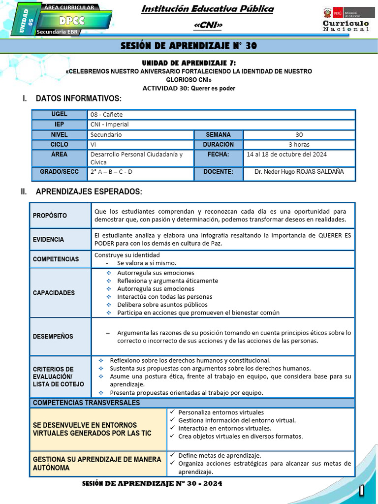 Sesión de Aprendizaje #30 Querer Es Poder | PDF | Estoicismo | Maestros