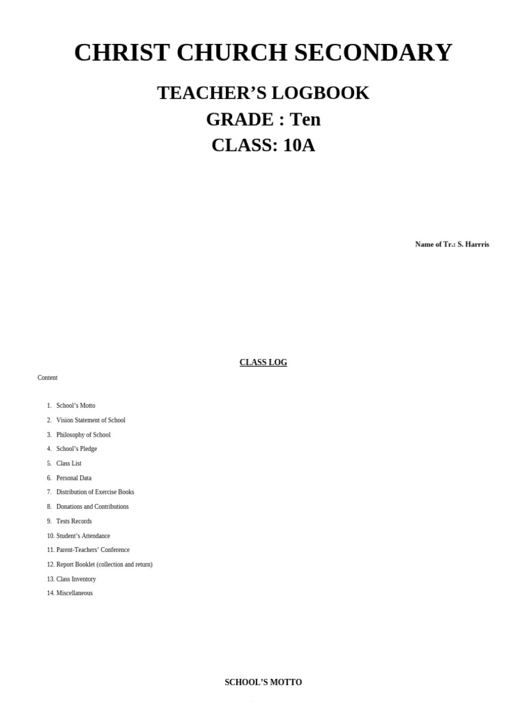 Grade 10 Arts Class Log-Mark Book | PDF | Cognition | Behavior Modification