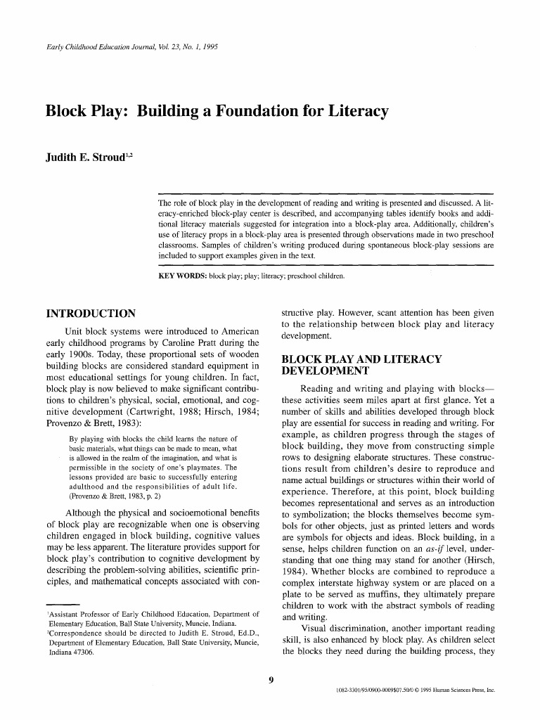 Block Play | PDF | Reading (Process) | Scientific Method