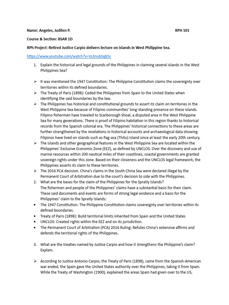 Philippine Claims in West Philippine Sea | PDF | Philippines