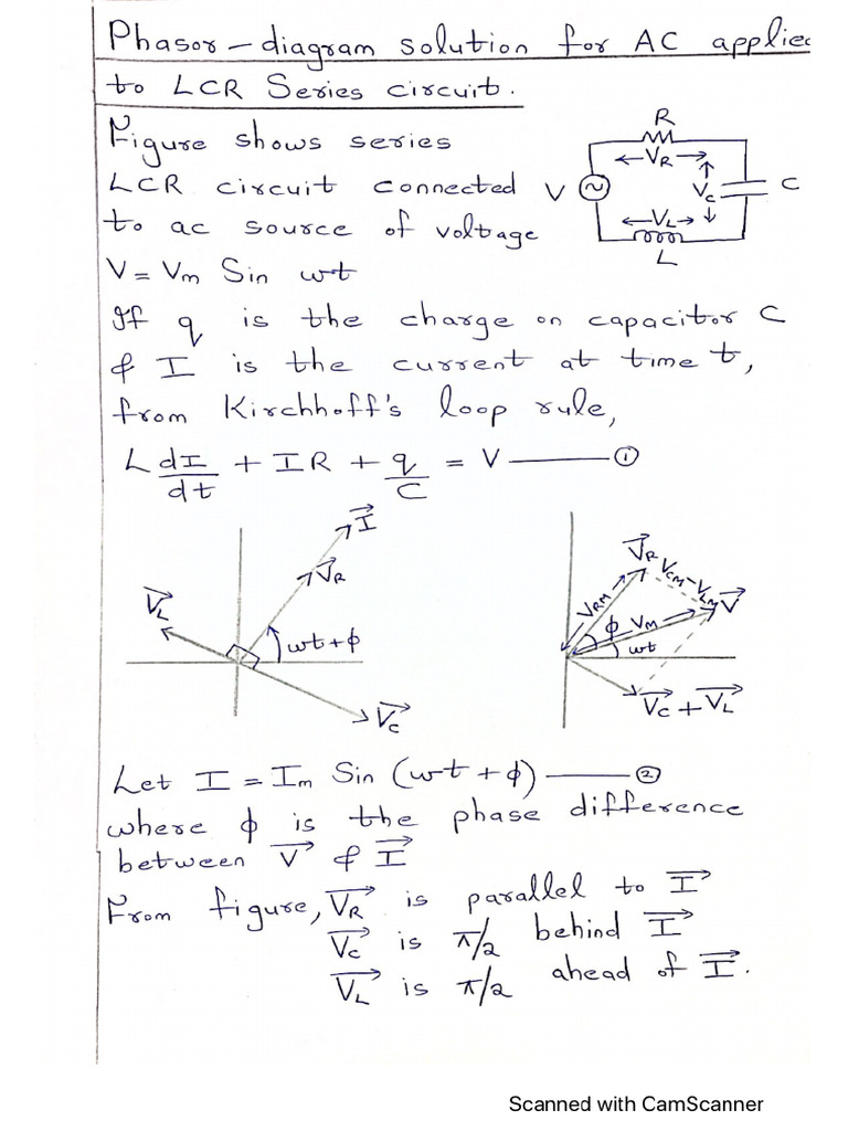 Chapter 7 - Phasor diagram solution for LCR | PDF