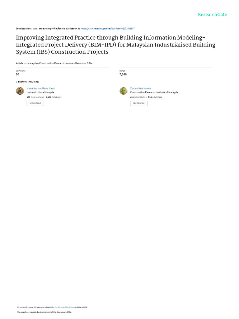 Improving Integrated Practice Through (BIM-IPD) For (IBS) | PDF ...