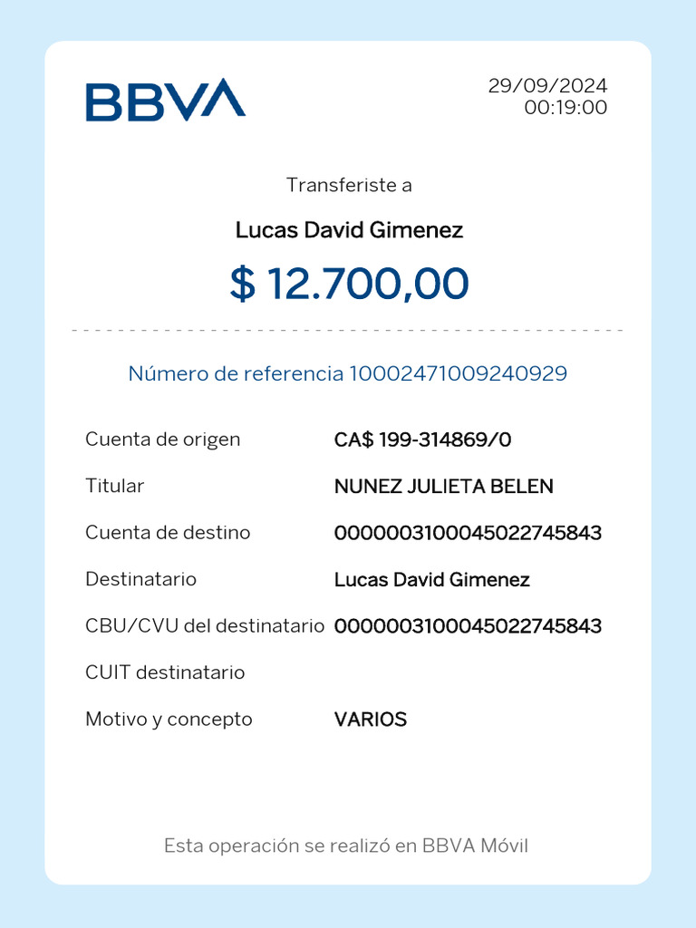 Lucas David Gimenez: Número de Referencia 10002471009240929 | PDF