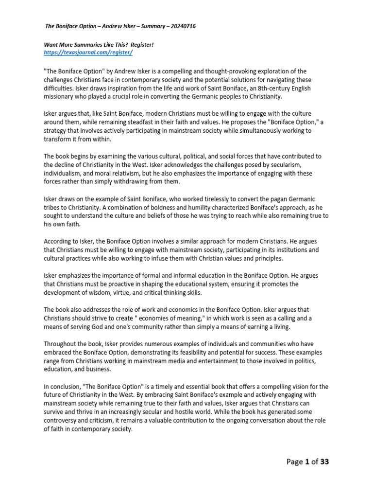 The Boniface Option by Andrew Isker | PDF | Gender Studies | Feminism