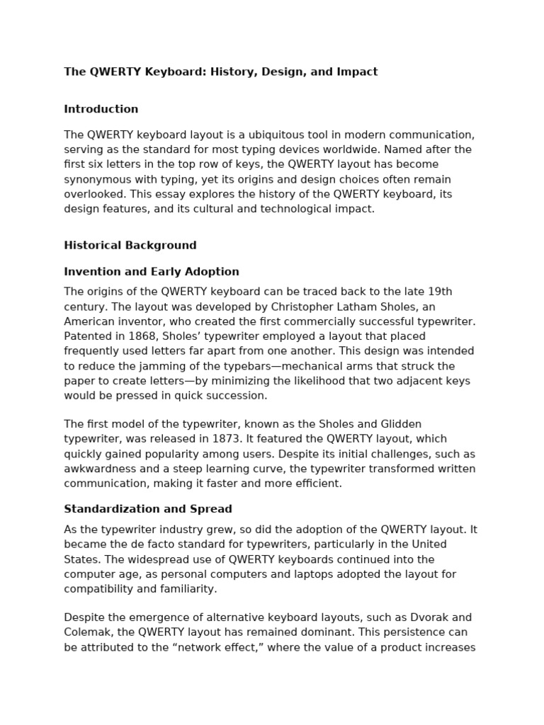 The Qwerty Keyboard | PDF | Typewriter | Computer Keyboard