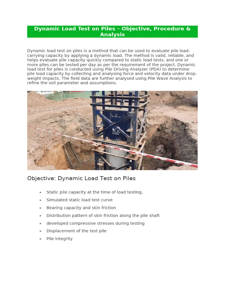 Dynamic Load Test On Piles | PDF | Deep Foundation | Force