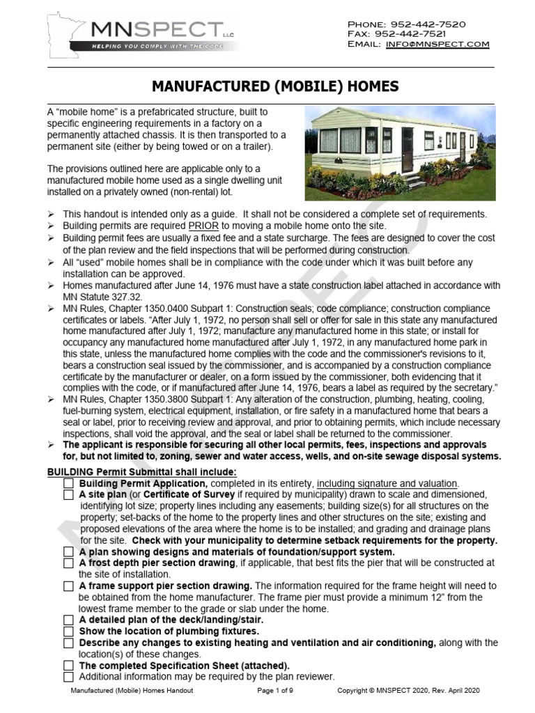 Manufactured Mobile Home | PDF | Stairs | Mobile Home