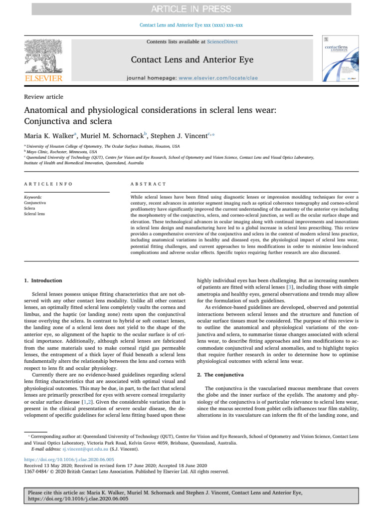 Anatomical and Physiological Considerations in Scleral Lens Wear ...
