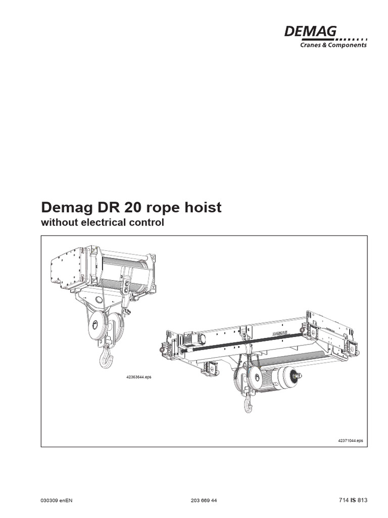 Demag DR 20 Rope Hoist Overview | PDF | Mains Electricity | Electrical ...