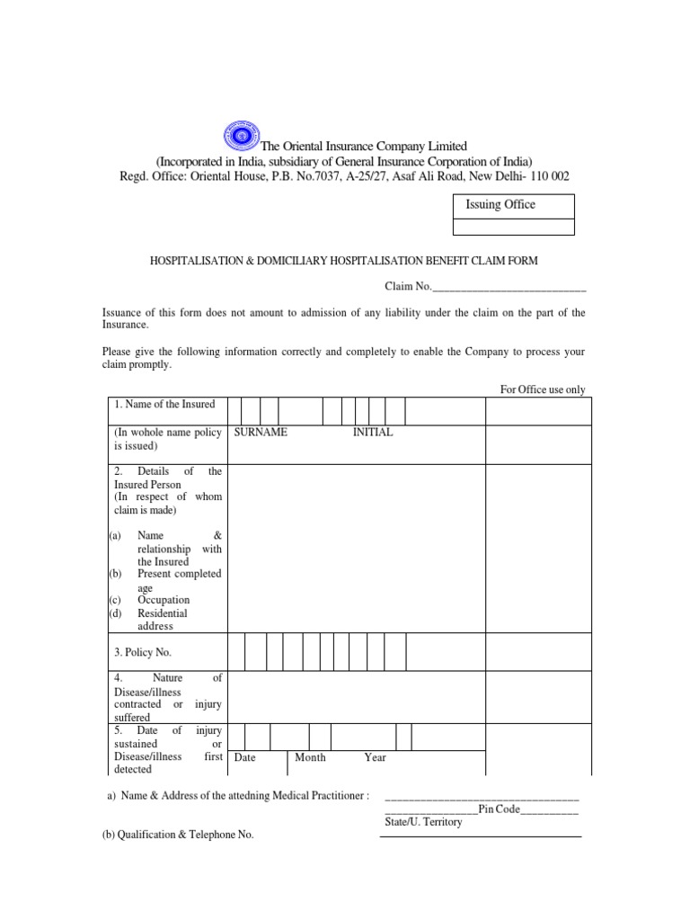 OIC Claim Form | PDF | Physician | Insurance