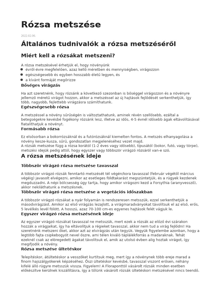 Rózsa Metszése | PDF
