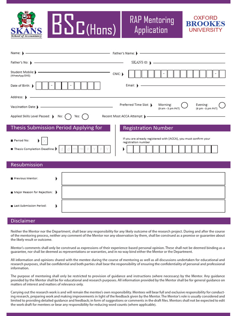 BSC Form | PDF | Mentorship | Justice