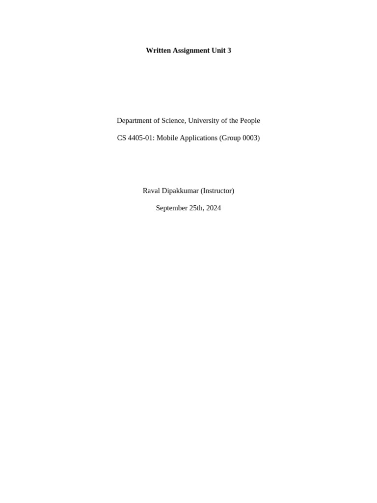 Written Assignment Unit 3 - CS 4405-01 (Mobile Applications) | PDF | Body Mass Index | Class ...