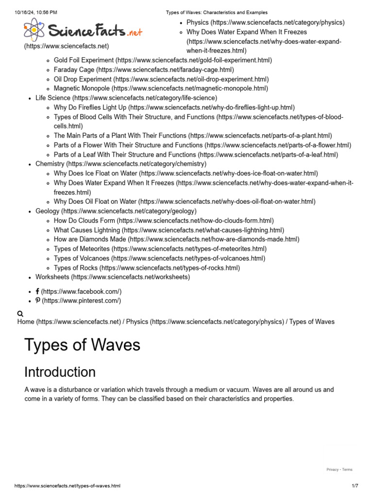 Types of Waves - Characteristics and Examples | PDF | Waves ...