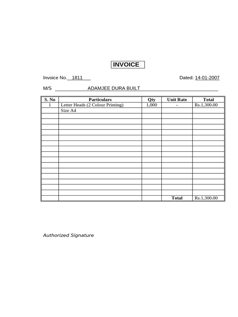 Invoice for Letter Heads Printing | PDF