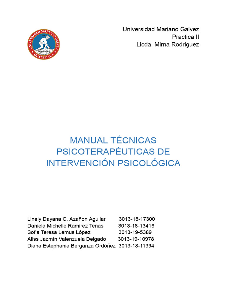 Tarea Manual de Tecnicas Psicoterapeuticas | PDF | Psicoanálisis | Sicología