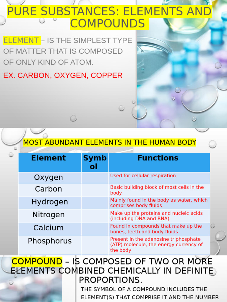 Elements and Compounds | PDF | Mixture | Water