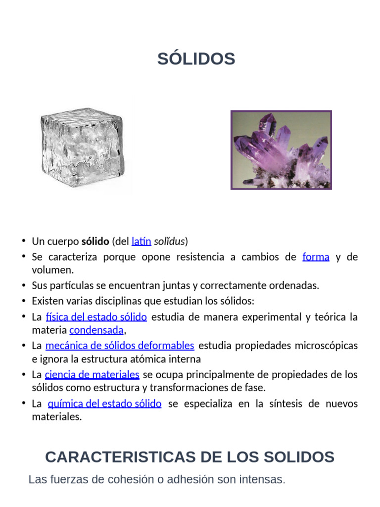 Propiedades y Tipos de Sólidos | PDF | Sólido amorfo | Cristal