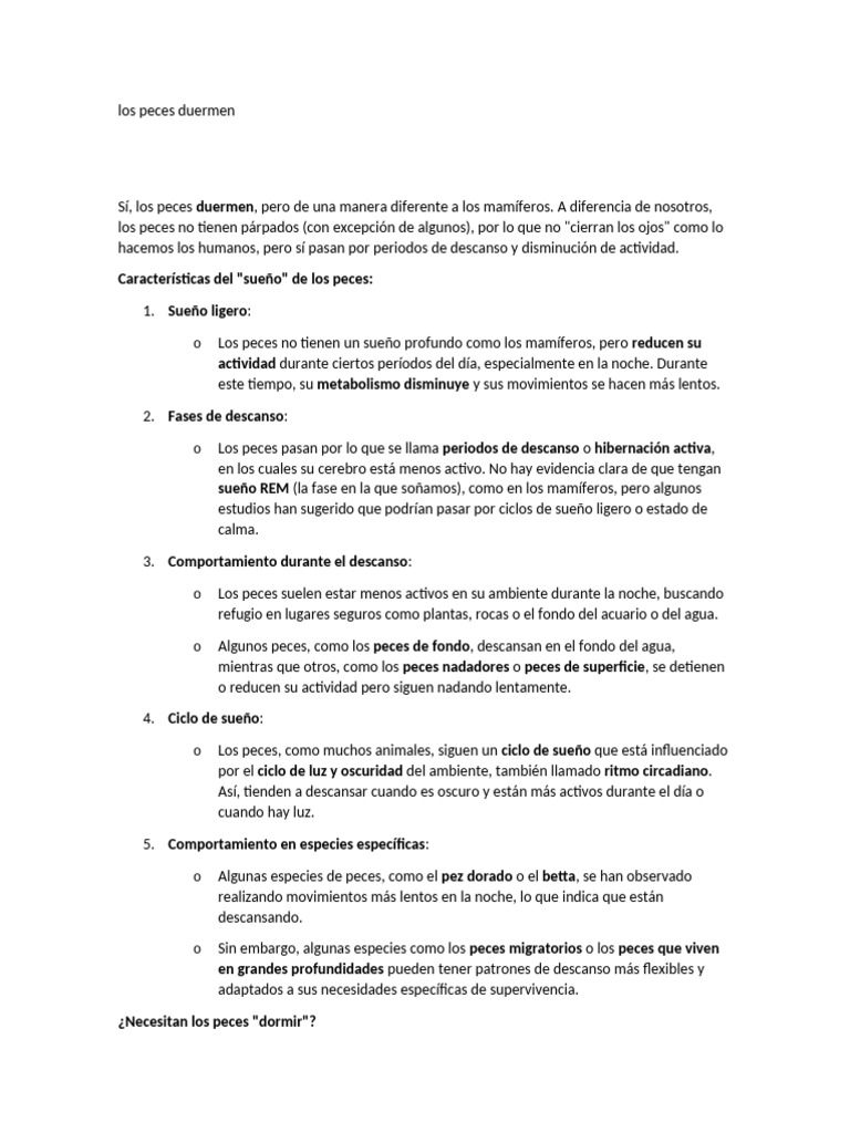 ¿Duermen los peces? Descubre cómo | PDF | Dormir | Pescado