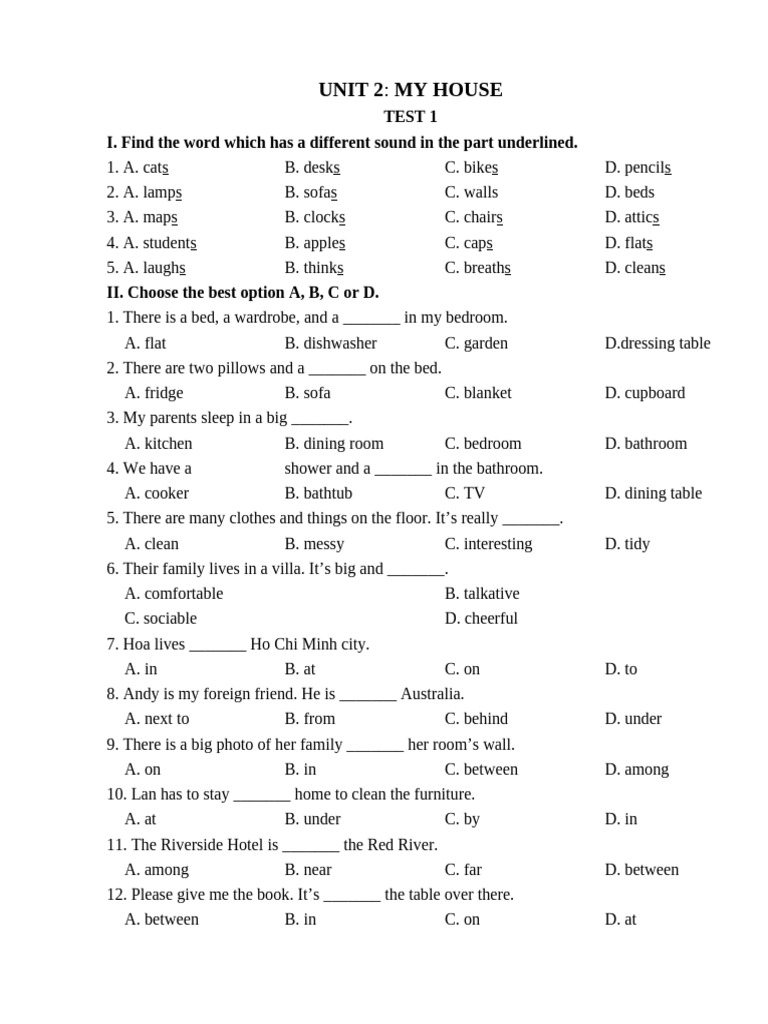 Unit 2 My House | PDF | Bedroom | Furniture