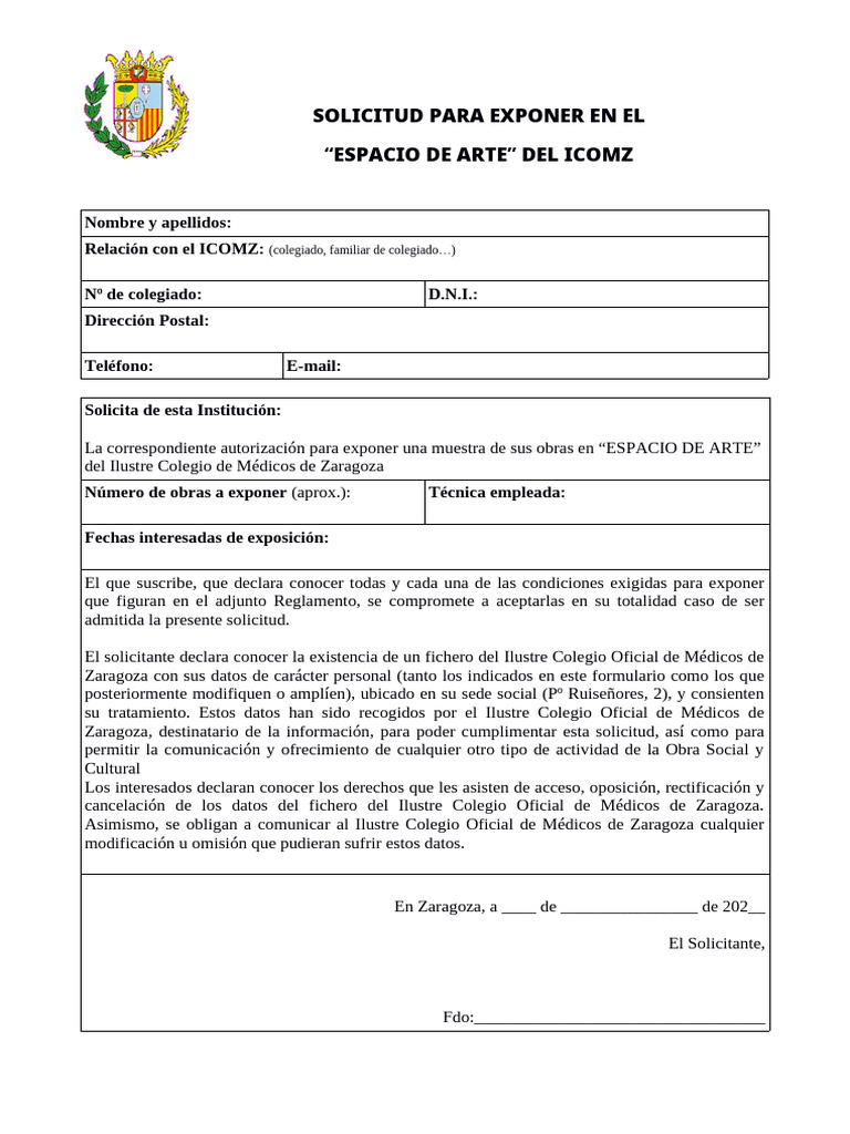 Solicitud Exposicion Espacio de Arte | PDF | Derecho