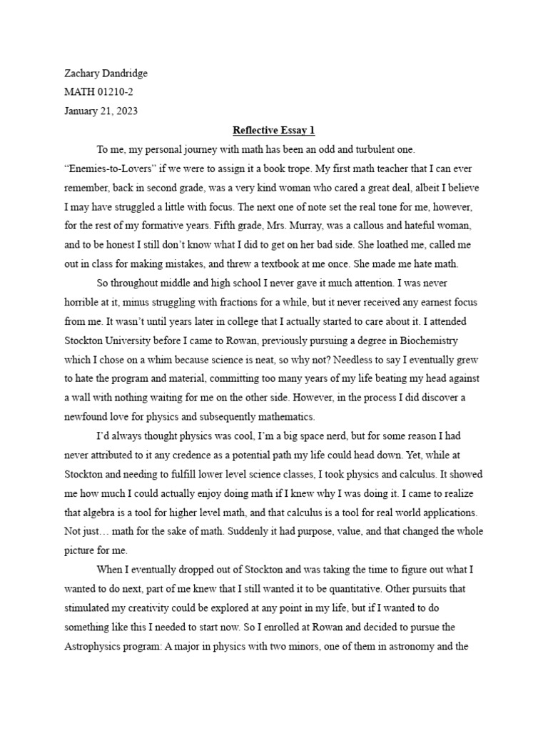 Reflective Essay 1 | PDF | Mathematics | Science