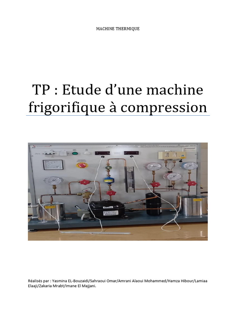 TP Machine Thermique Final | PDF | Chaleur | Réfrigération