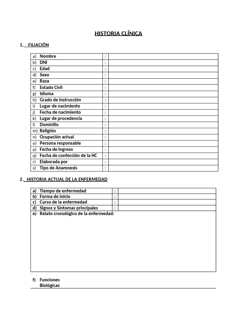 HISTORIA CLINICA EJEMPLO | PDF | Enfermedades y trastornos | Medicina CLINICA