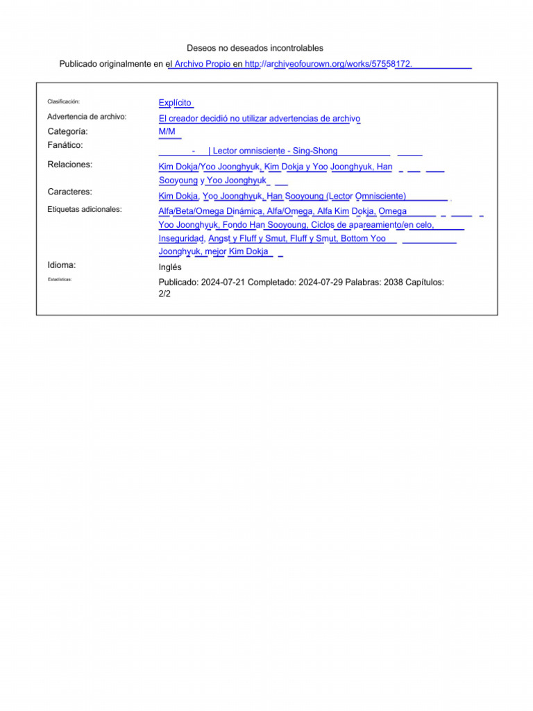 Lector Obn Deseos Incontrolable No Deseados | PDF