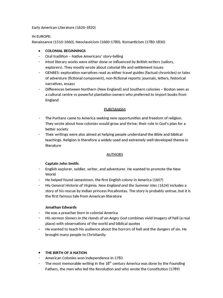 Early American Literature | PDF | The Legend Of Sleepy Hollow