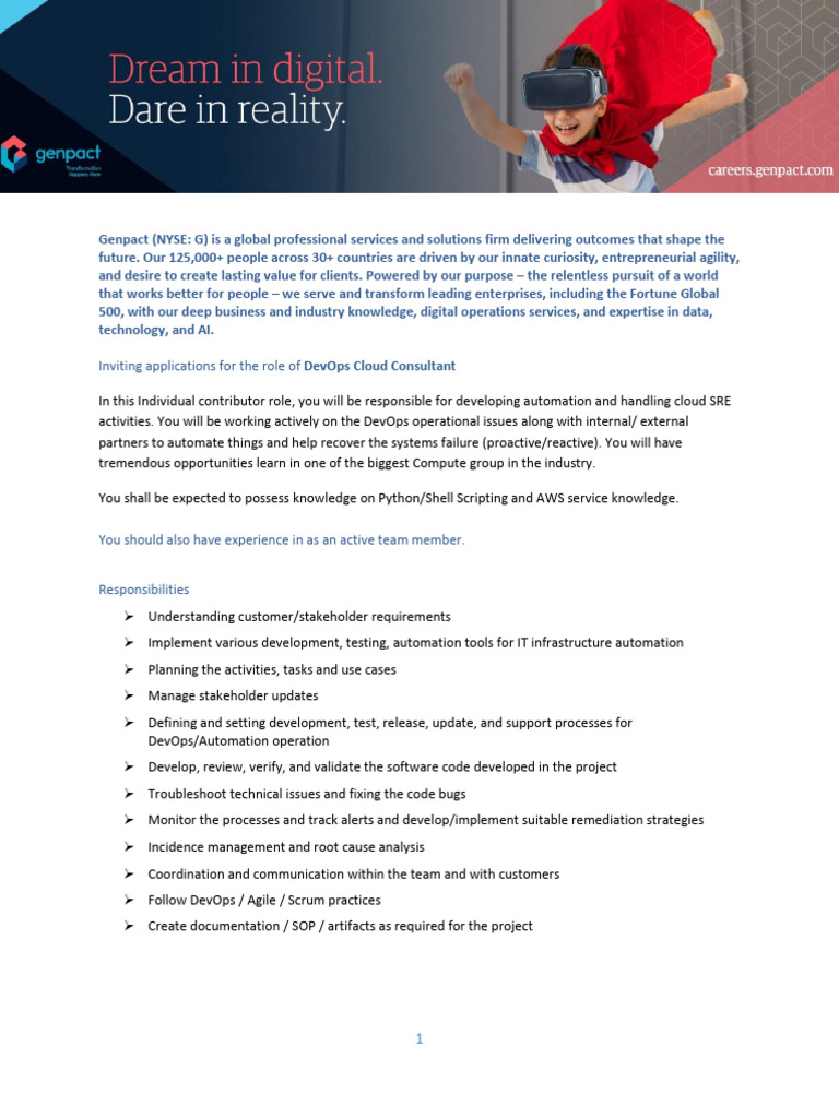 Role of DevOps Cloud Consultant (1) | PDF | Cloud Computing | Automation