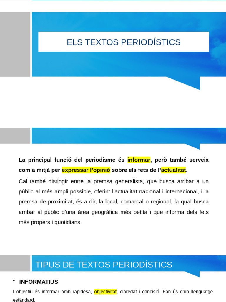 Tipus de Textos Periodístics | PDF