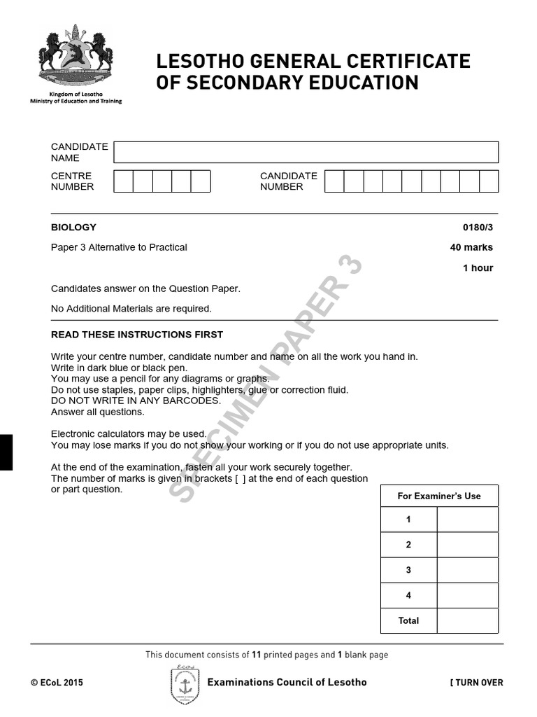 Biology Paper 3 | PDF