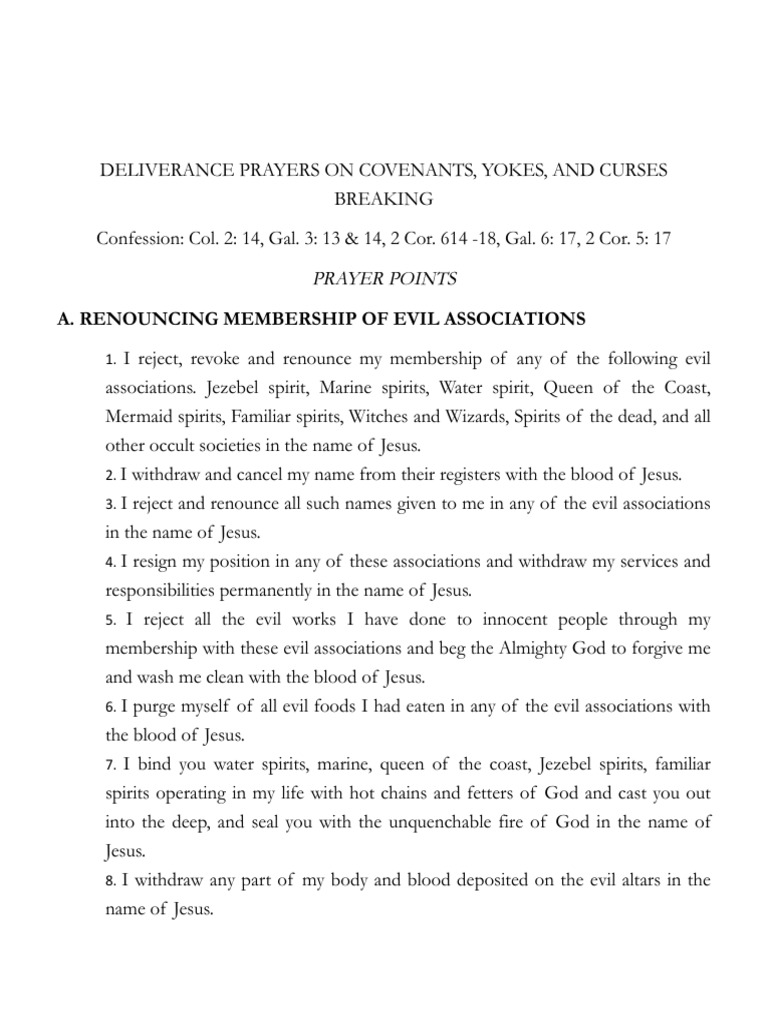 Breaking Covenants, Yokes, Curses | PDF | Covenant (Biblical ...