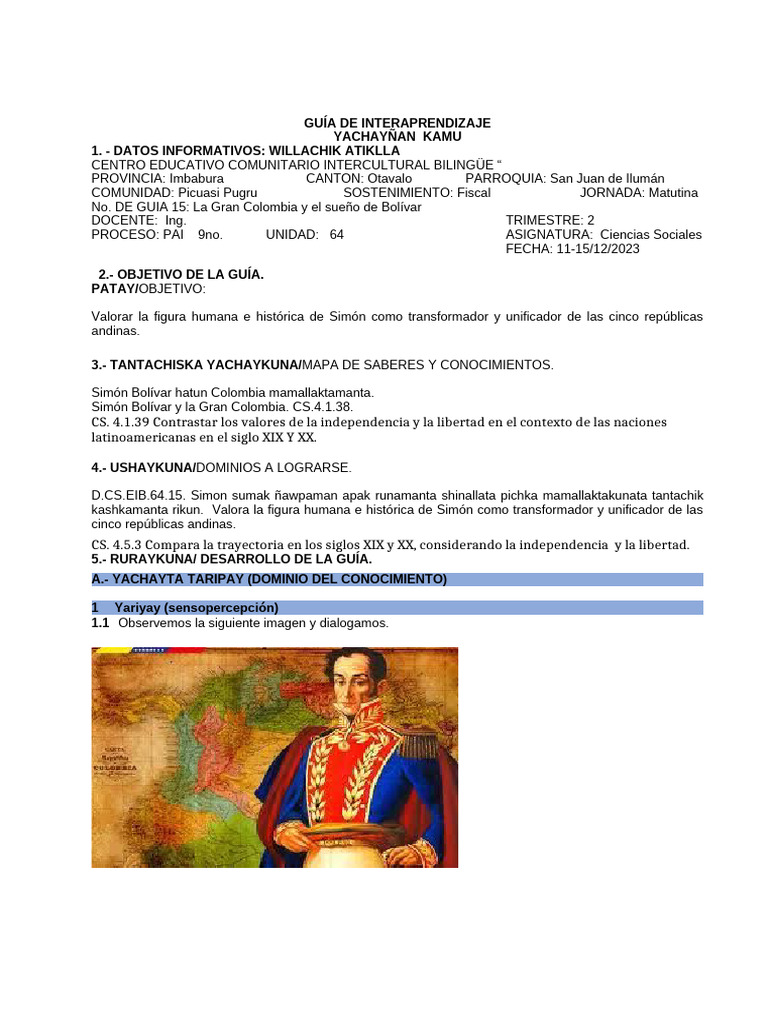 9no-Eess Guia 15 Trim 1 | PDF | América del Sur