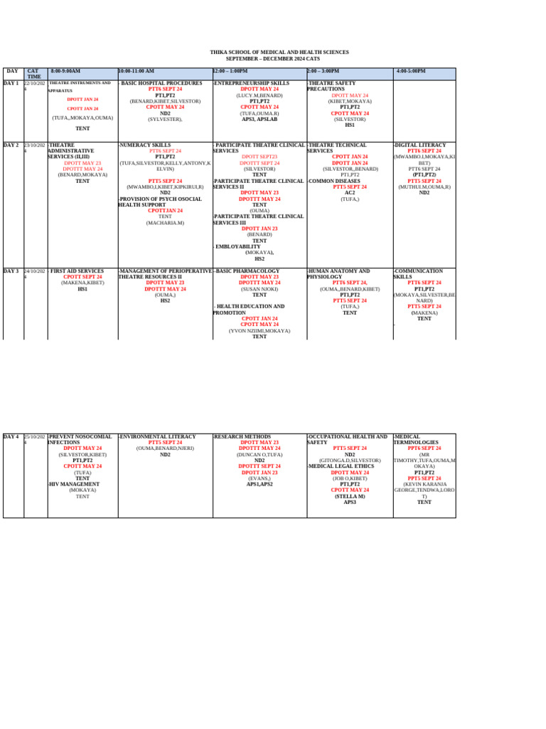 Cat Timetable Updated Sep-Dec 24 | PDF