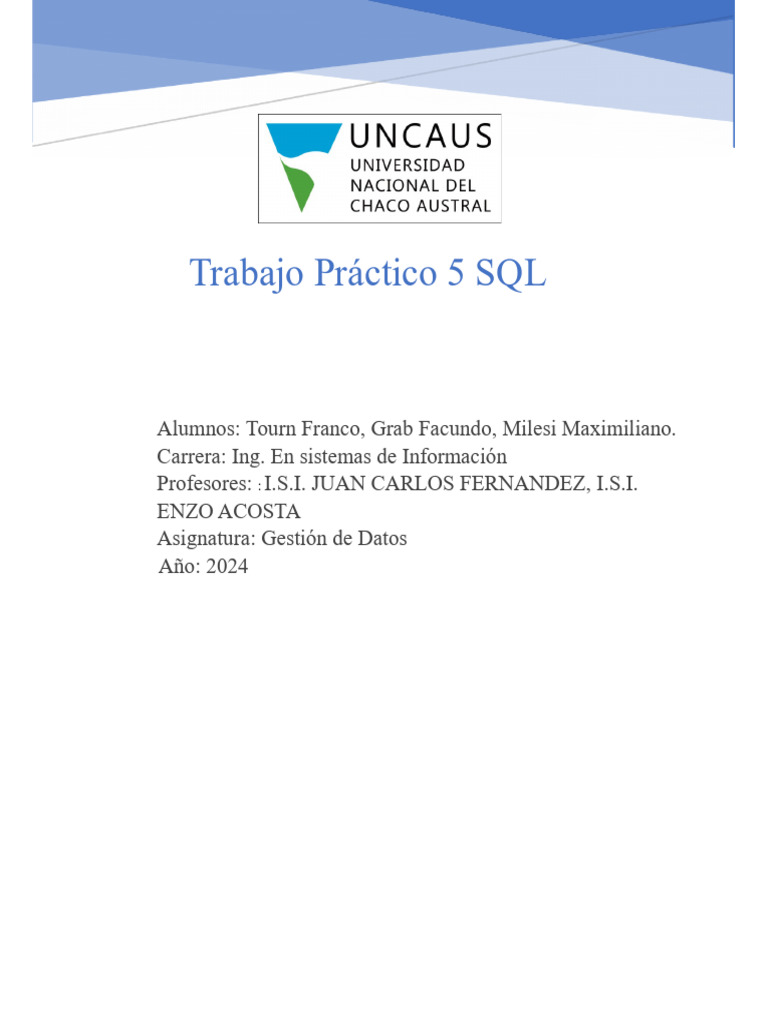 TP5 SQL | PDF | SQL | Informática