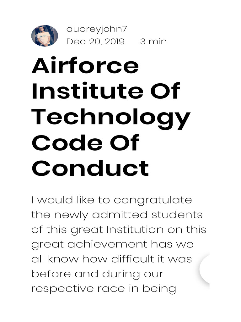 Airforce Institute of Technology Code of Conduct | PDF | Hairstyle