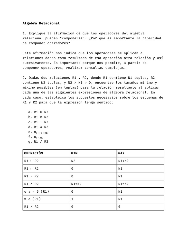 TP - Algebra Relacional | PDF