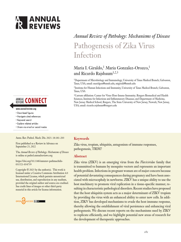 Pathogen of Zika Virus Infection | PDF | Apoptosis | Toll Like Receptor