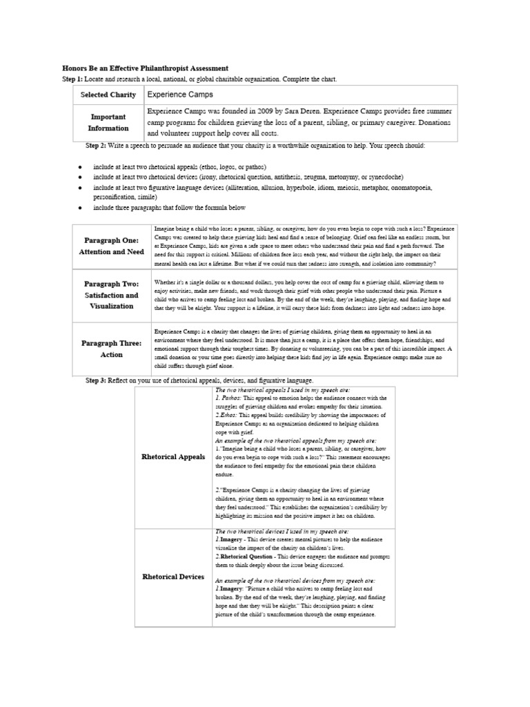 Persuasive Philanthropy Speech Guide | PDF | Grief | Rhetoric