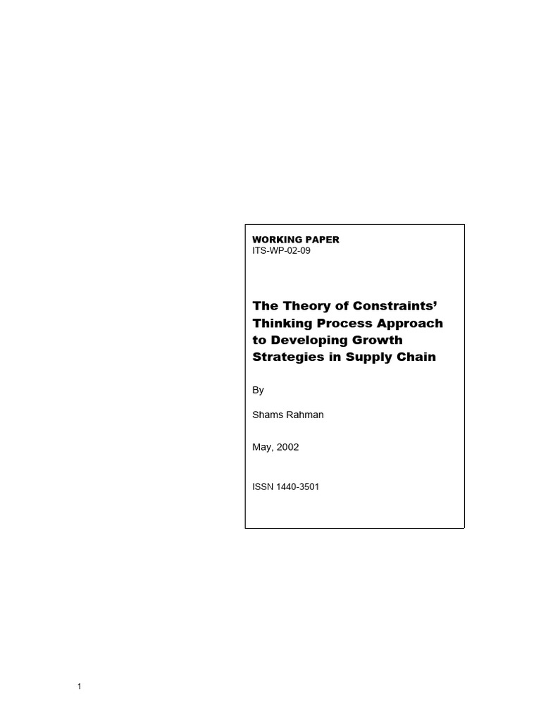 The Theory of Constraints Thinking Proce | PDF | Supply Chain | Supply Chain Management