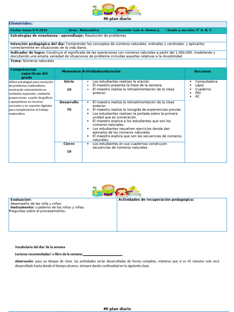 Ezquema de Planificacion | PDF | Evaluación | Enseñando