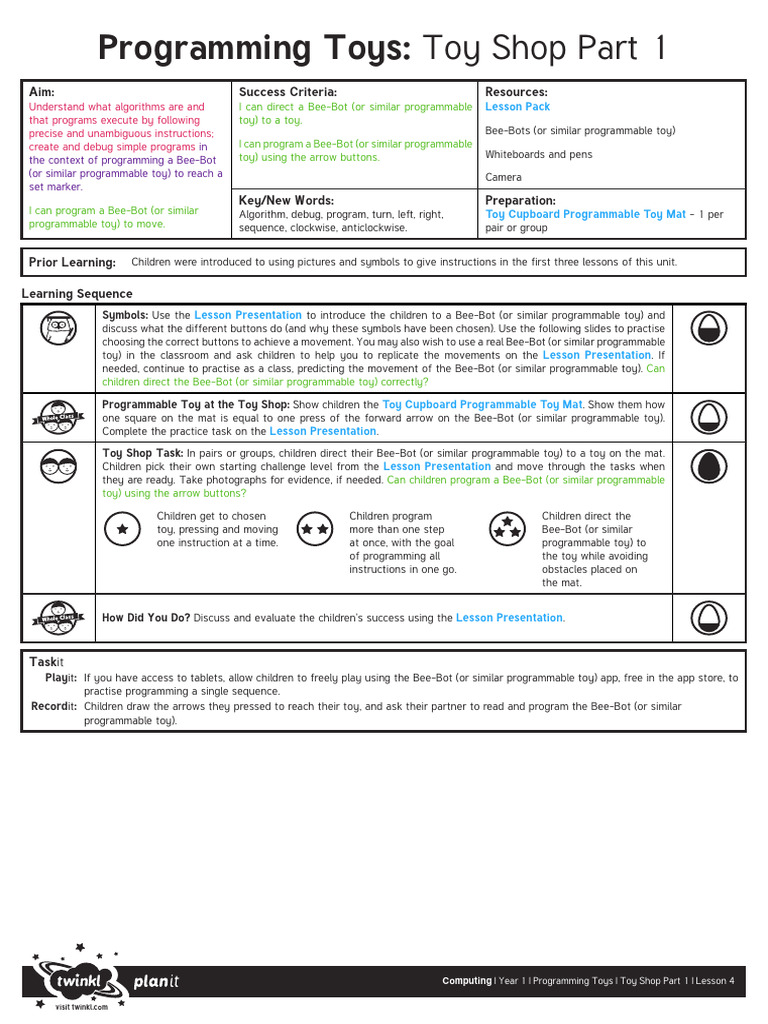 Lesson Plan - Toy Shop Part 1 | PDF | Cognition | Learning