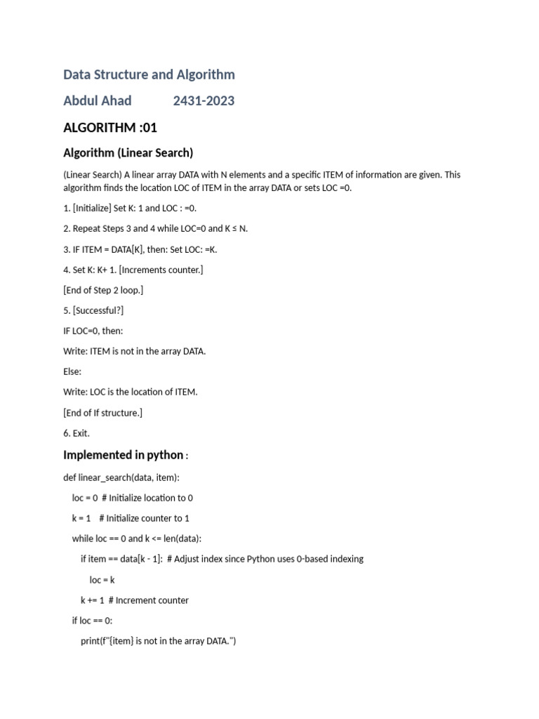 ABDUL AHAD DSA ASS 1 | PDF | Algorithms And Data Structures | Computer Programming