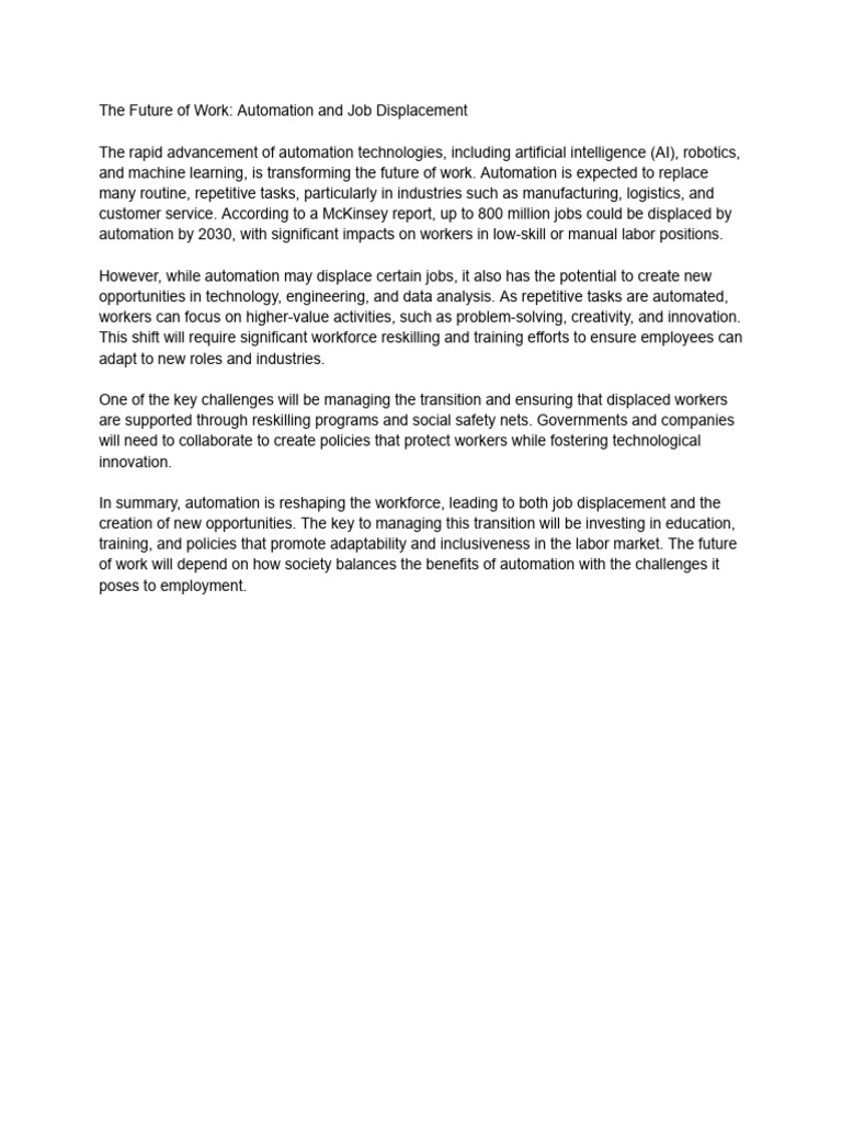 Automation's Impact on Jobs | PDF Automation's Impact on Jobs | PDF