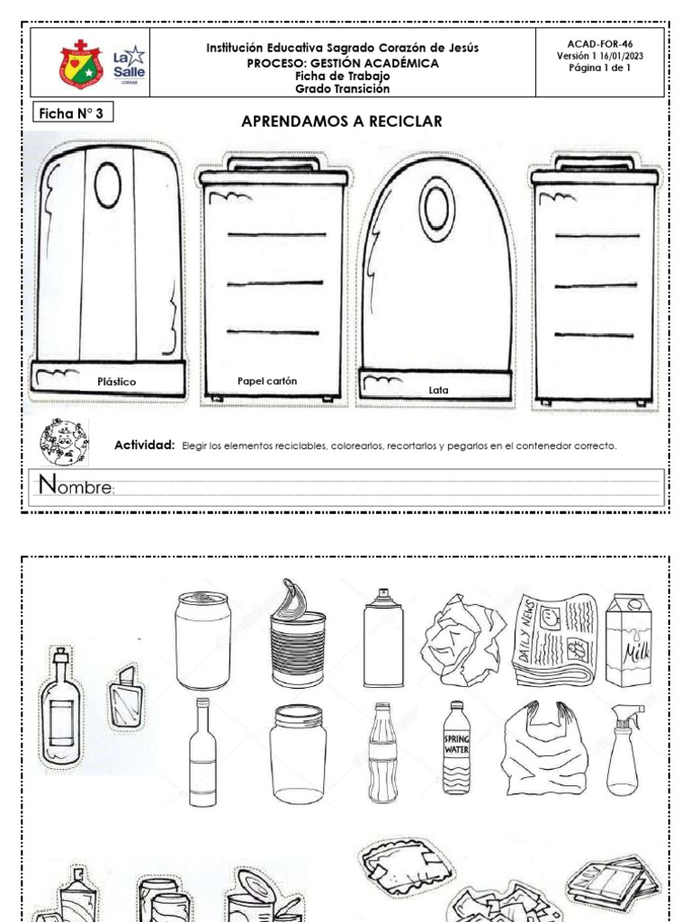 FICHA 3 APRENDAMOS A RECICLAR | PDF