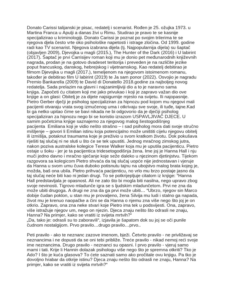 Donato Carissi Talijanski Je Pisac | PDF