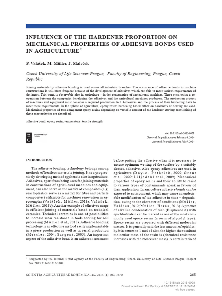 Influence of The Hardener Proportion On Mechanical | PDF | Epoxy | Adhesive